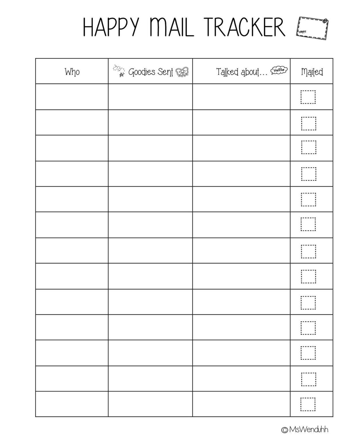 Happy Mail Tracker Free Printables | Wendaful Planning – Planners ...