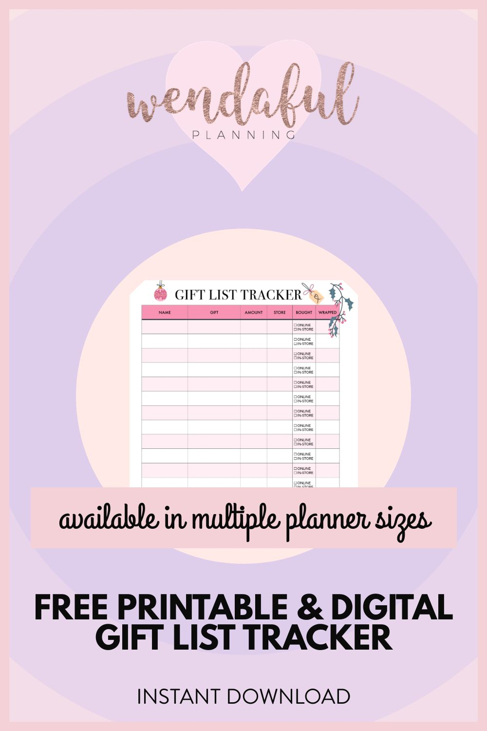 Free Printable & Digital Pink Christmas Gift List Tracker Planner ...
