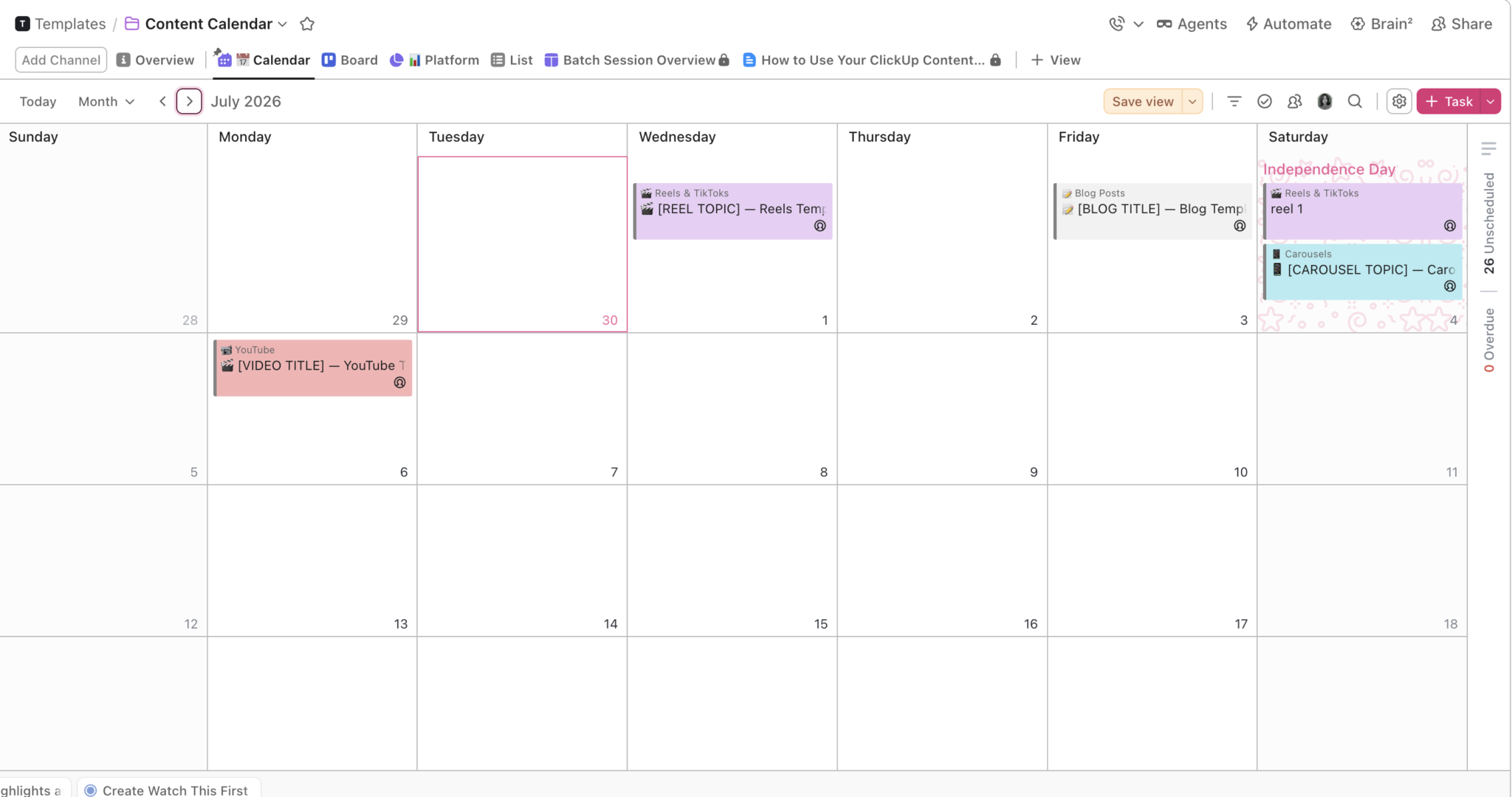Free ClickUp Content Calendar Template for Content Creators (7 Lists ...